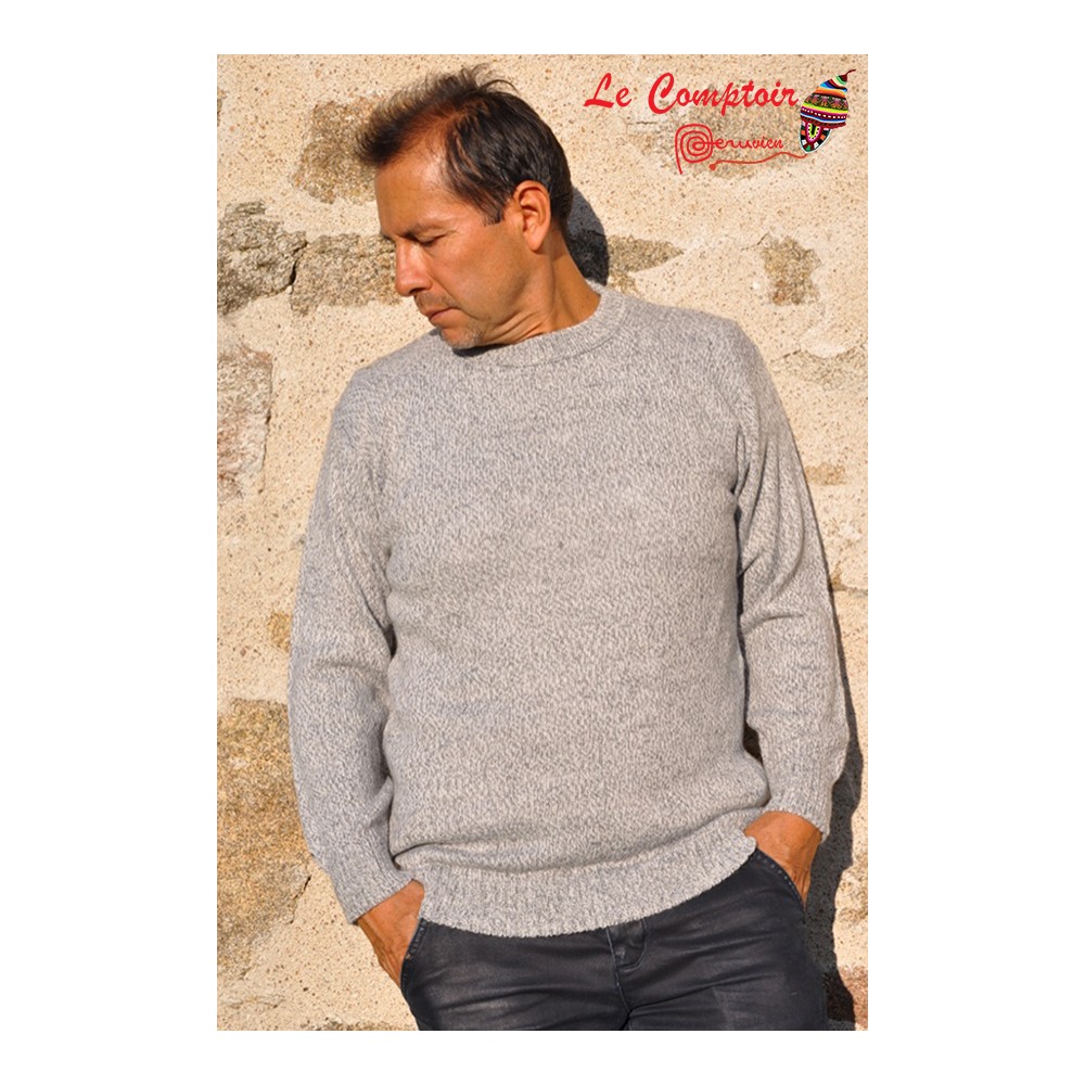 Pull-over homme en laine d'alpaga soyeux et doux