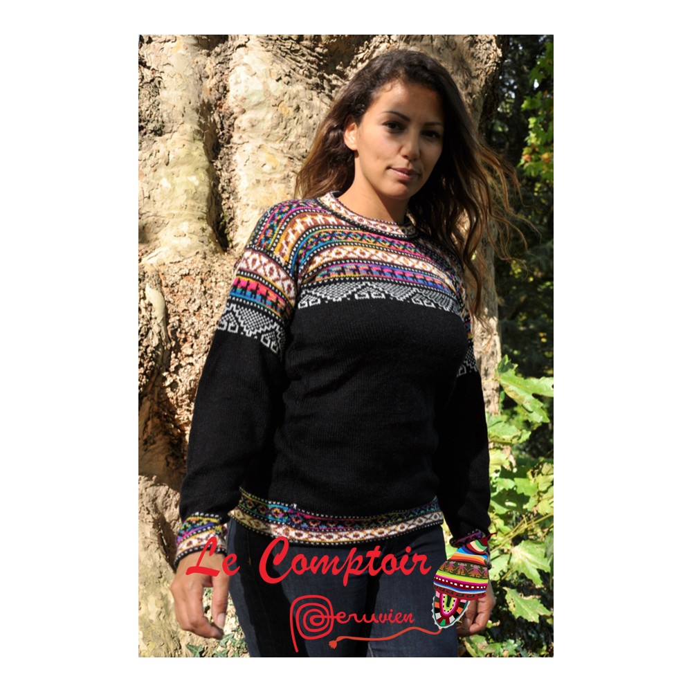Pull péruvien dames élégant et décontracté.