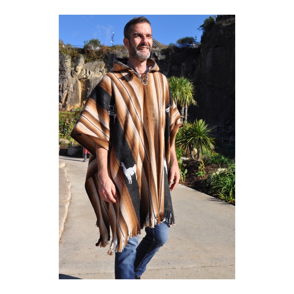 Poncho homme Laine d'alpaga Pachamama